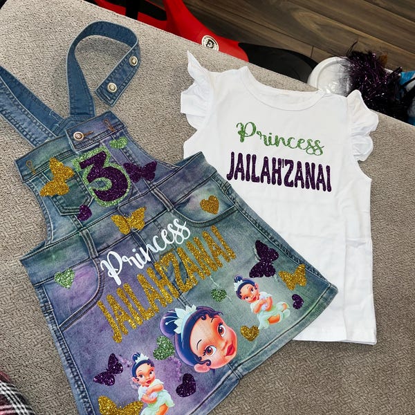 Baby Tiana Denim Birthday Set, Tiana Converse Shoes, Birthday Outfit ...