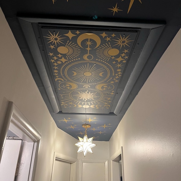 Celestial Wall Decal With Moon, Sun, and Star Constellations – Boho ...