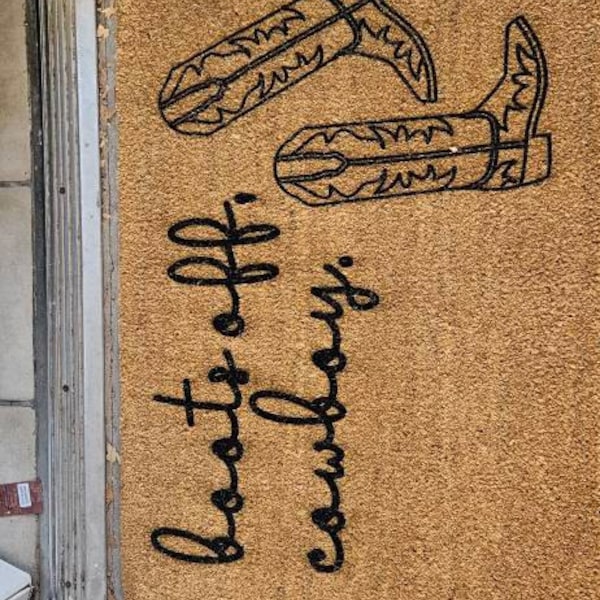 Boots off Cowboy Doormat, Ranch Decor, Western Decor Doormat, Coastal ...