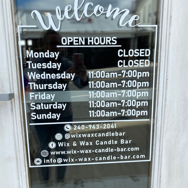 Shop Hours Decal - Store Hours Signs - Hours of Operation Sticker ...