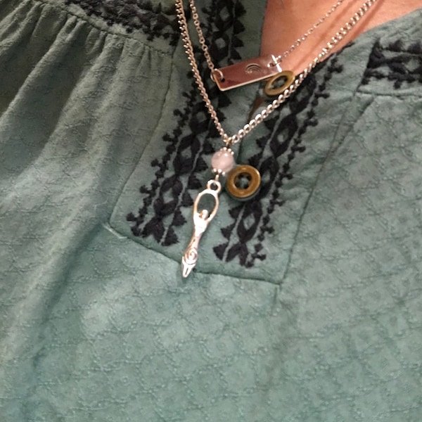 Fertility Goddess Pregnancy Necklace W/ Genuine Rose Quartz Gemstone ...