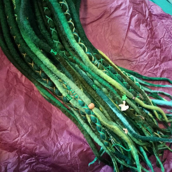 Green Wool Double Ended Single Ended Dreads Light Green, Salad Dreads ...