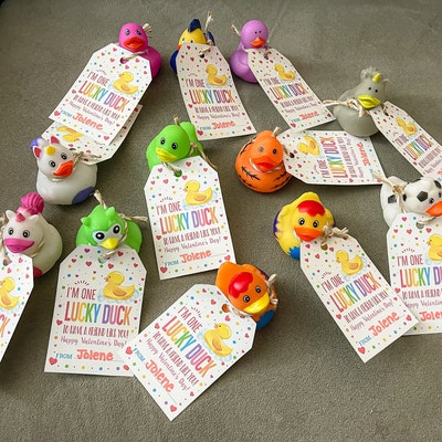 Rubber Duck Valentine's Day Gift Tags Valentine Lucky Duck Tag ...