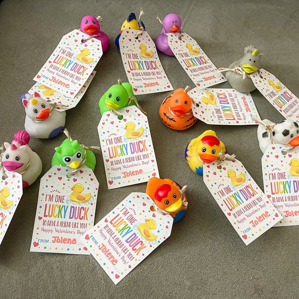 Rubber Duck Valentine's Day Gift Tags Valentine Lucky Duck Tag ...
