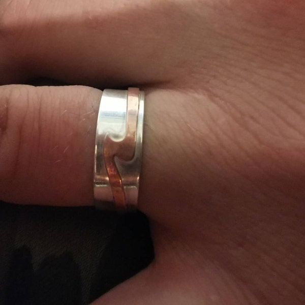 Men's Wave Ring, Wave Wedding Band in 10kt White Gold Wave Ring ...