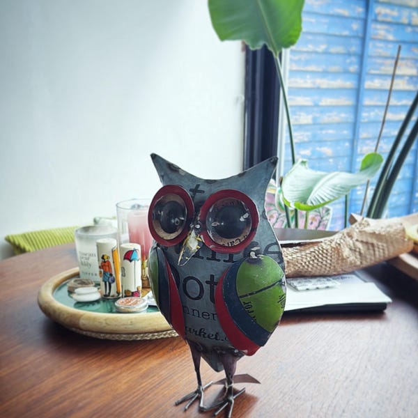 Upcycled Tin Owl Garden Statue/ornament (small) - Etsy