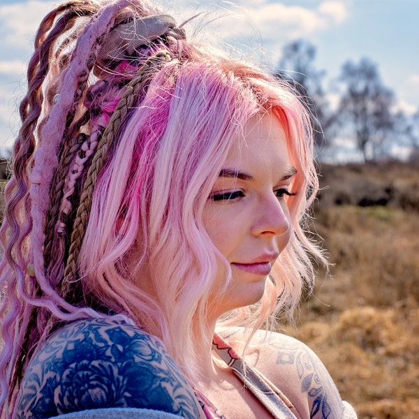 Curly Mix, Favorite Pink,synthetic Dreads, Dready Waves, Pink Blonde ...