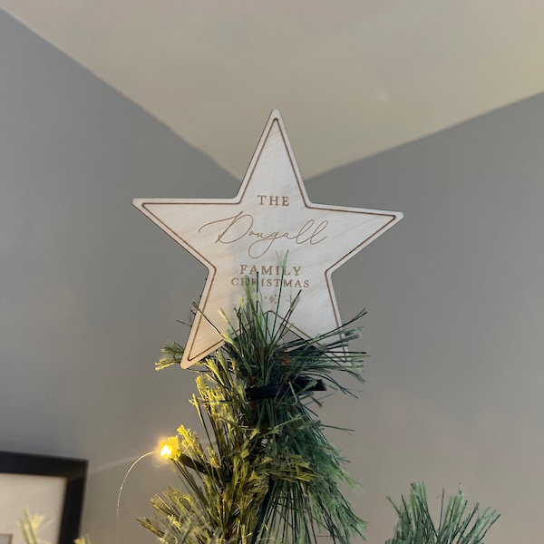 Christmas Tree Topper Star, Engraved Tree Topper, Scandi Christmas ...