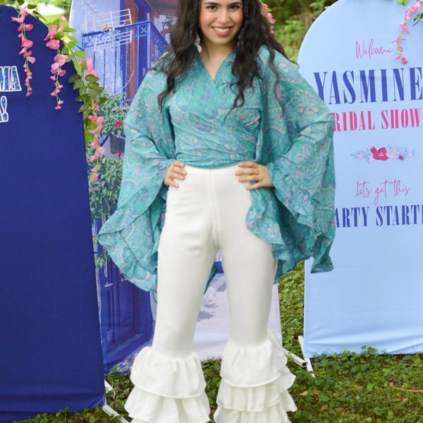 Women's High Waist Super Ruffle 4 Tiered Flare Pants/layered Ruffle ...