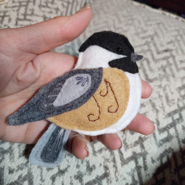 Chickadee Sewing Pattern PDF - Backyard Bird Stuffed Ornament - Felt ...