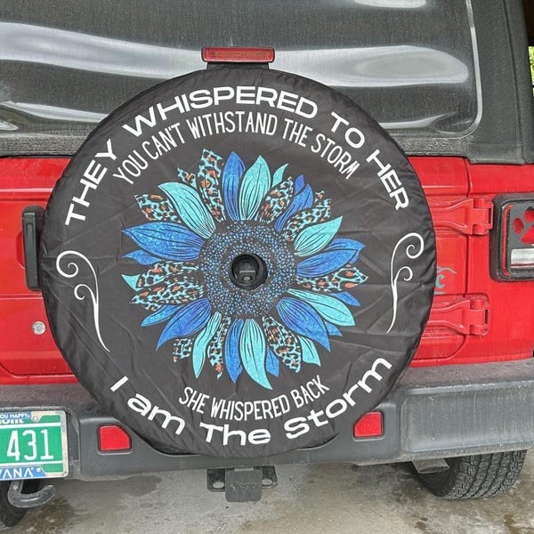 Faux Embroidery Spare Tire Cover, Camping Car Accessories for Women ...