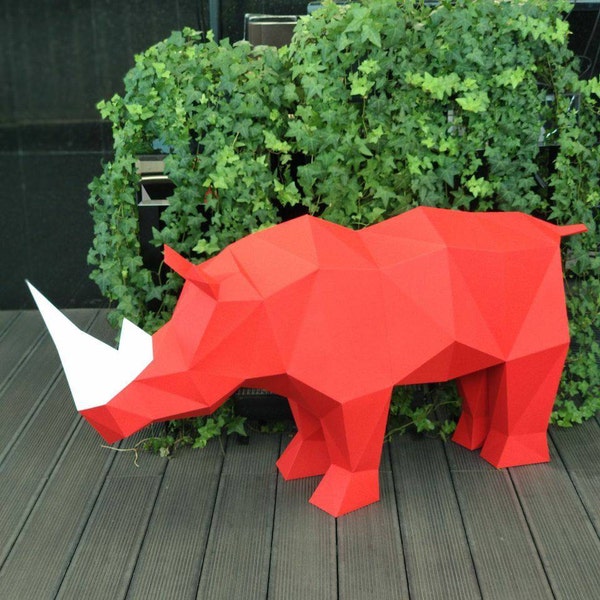Rhino Papercraft XXL, Make Your Own 3D Rhino, Pdf Papercraft, Rhino ...