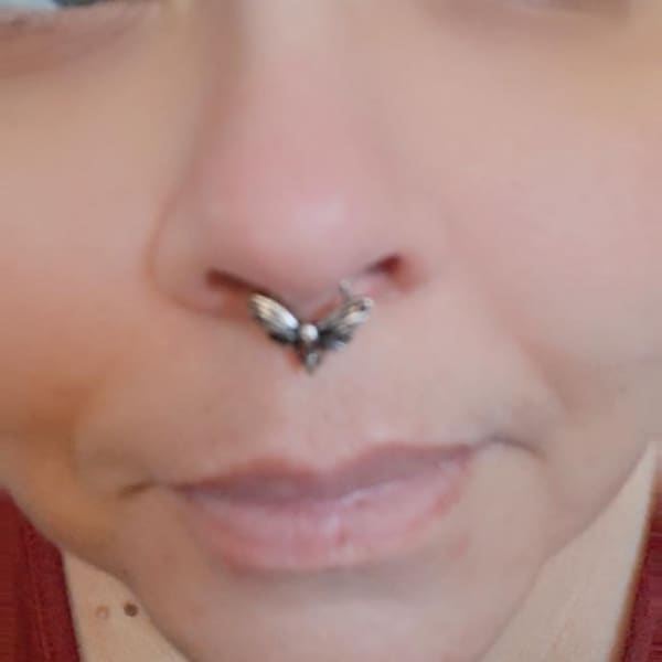 16G Skull Bird Septum Ring/dead Moth Hinged Segment Septum Jewelry ...