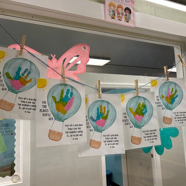 Oh the Places You'll Go Handprint Craft for Kids, Dr Seuss Crafts for ...