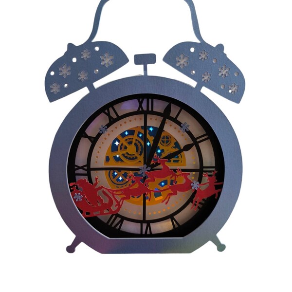 Christmas Clock Shadow Box SVG - Merry Christmas Paper Template SVG ...