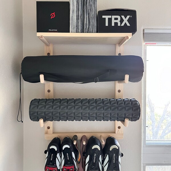 Fully Adjustable Yoga Mat Holder Shelf Home Gym Wall Organizer; Home ...