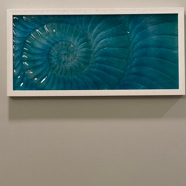 Large Ammonite Frame 60x30cm(23x12"), Turquoise Blue Large Landscape ...