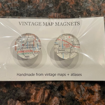 Custom Vintage Map Magnets, Set of 8 Custom Magnet Set, Map Gifts ...