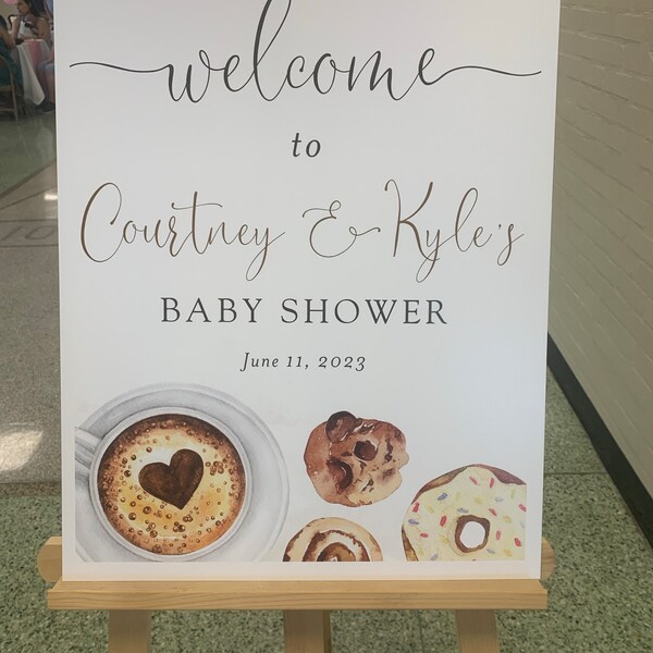 Editable Coffee Welcome Sign, Something Sweet is Brewing Baby Shower ...