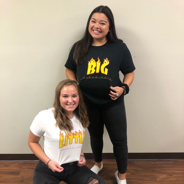 Big Little Family Fire Text Customizable Unisex Soft Tees XS-5XL // Big ...