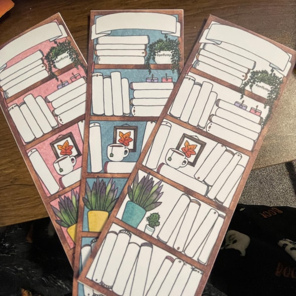 Bookshelf Bookmark | Reading Log Bookmark | 4 Colors | Reading Tracker ...