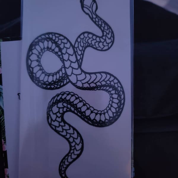 Large Snake Tattoo - Snake Temporary Tattoo / Blackwork Snake Tattoo ...