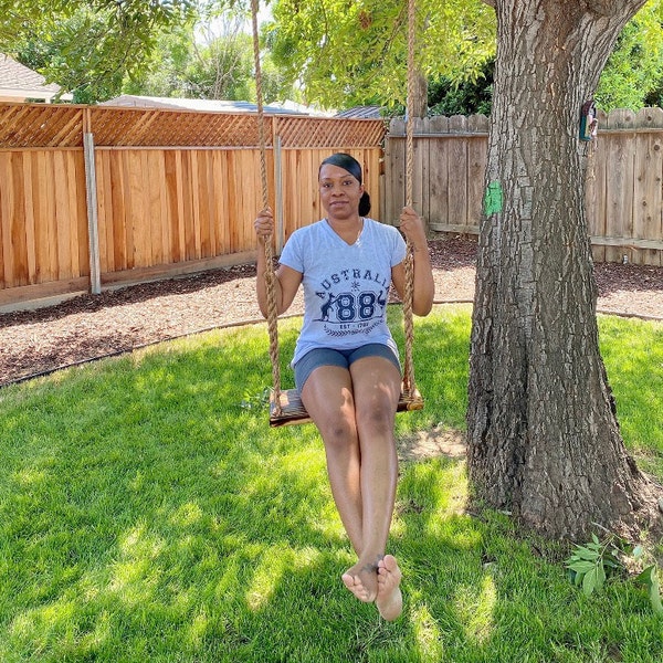 Handcrafted Wooden Tree Swing, Natural or Charred, Rope Included - Etsy