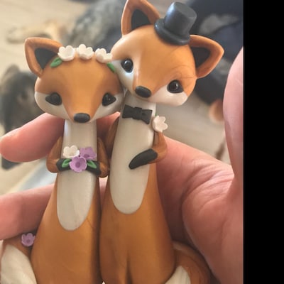 Fox Bride and Groom Red Fox Wedding Cake Topper Woodland Wedding Cake ...