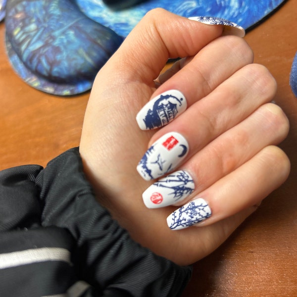 Chinese Porcelain Nails, Fake Nails, Press on Nails. Chinese Tea Pot ...