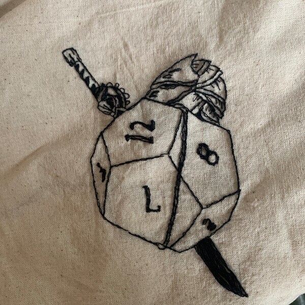 Dnd Dice Hand Embroidery Pattern , Warrior Class Embroidery PDF Pattern ...