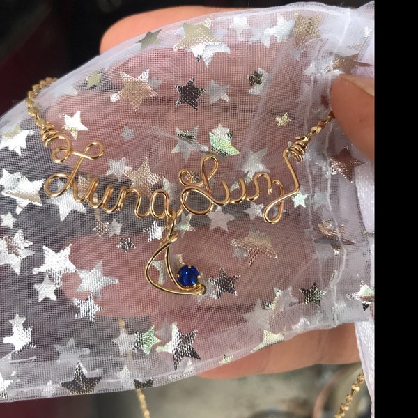 Personalized Sun, Moon or Star Jewelry~wire Name Necklace/anklet~silver ...