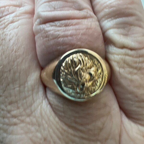 14K ,18K ,22K Real Yellow Gold Letter Personalized Initial Signet Ring ...