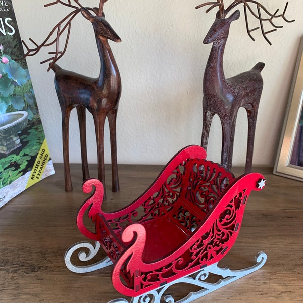 Santa's Wood Sleigh - Etsy