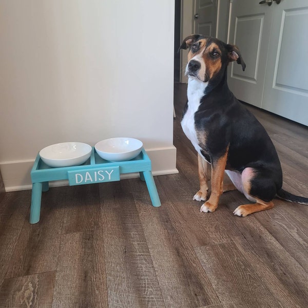 Dog Stand With Bowl | Personalized Dog Stand | Elevated Feeder Medium ...