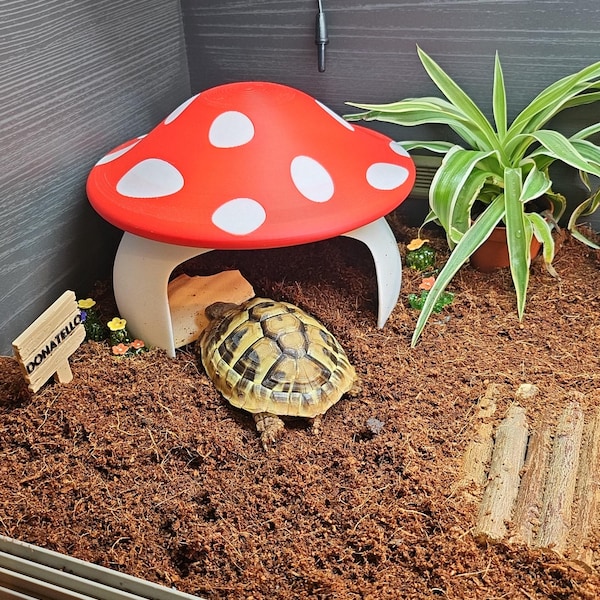 TORTOISE Mushroom Reptile Hide, Whimsical Vivarium Accessory for Pet ...
