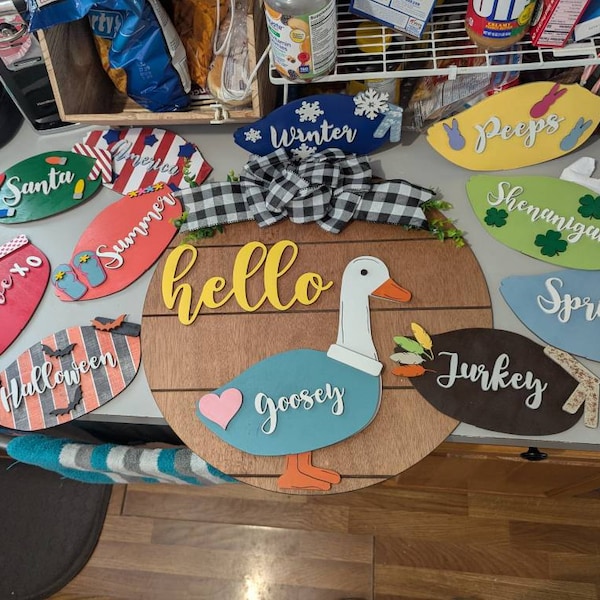 Hello Goose - Goosey - Interchangeable Holidays Seasons - Large Round ...