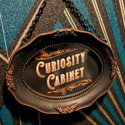 Curiosity Cabinet Hanging Chain Sign Vintage Cabinet Small Framed Print ...