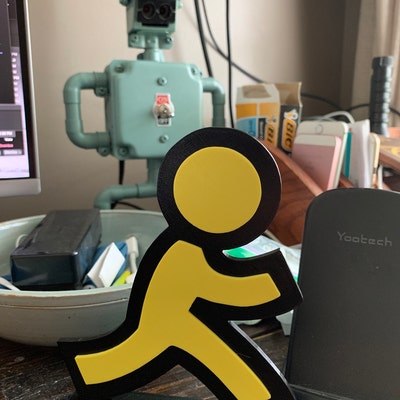 AOL Logo Running Man America Online 3D Printed Art Display Stand Shelf ...