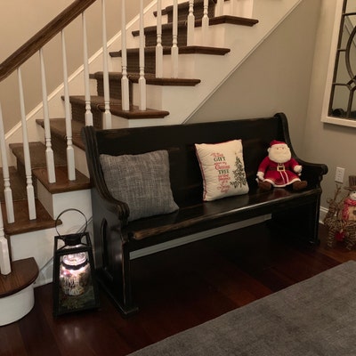 Dropped-arm Black Distressed Church Pew made to Order - Etsy