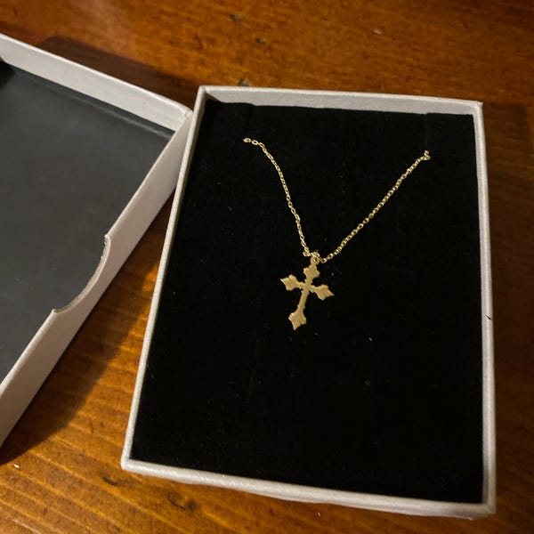 Dainty Heart Outline Necklace With Cross Charm Love and Faith Necklace ...
