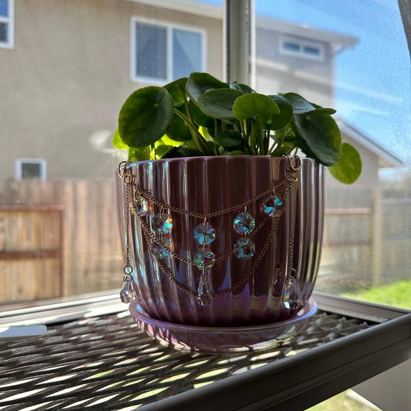 Crystal Plant Pot Charm With Sun Catchers and Chains - Etsy