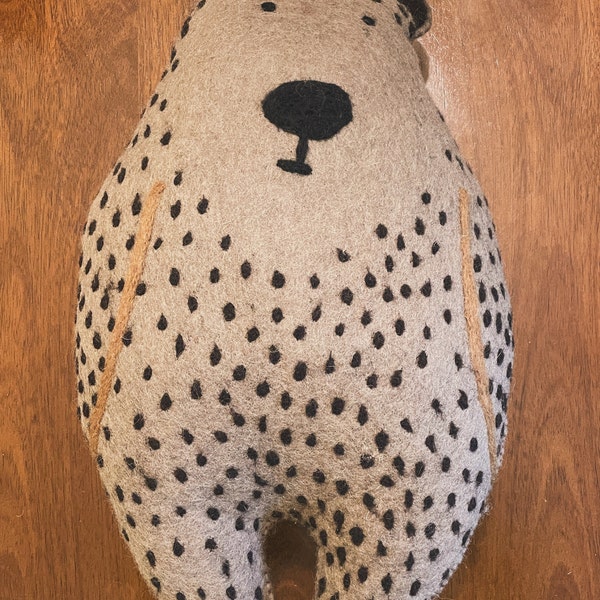 Handmade Brown Bear, Felted Wool Cushion, Home Cushion, 100% New ...
