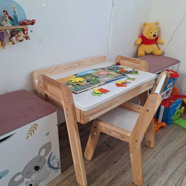 Kid Table and Chair Set, Kids Learning Table, Montessori Kid Furniture ...