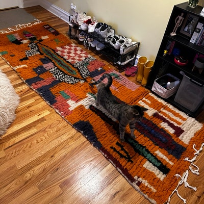 Runner Rug Orange, Handmade Rug, Sheep Wool Runner, Moroccan Runner Rug ...