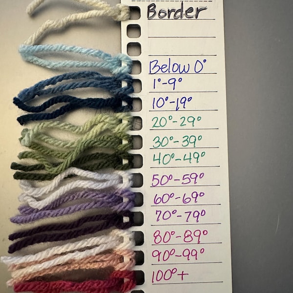 Temperature Blanket Reusable Color Chart. Erasable Swatch Chart for ...