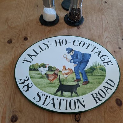 Custom House Sign With Blue Heron, Address Plaque Ceramic, Outdoor Wall ...