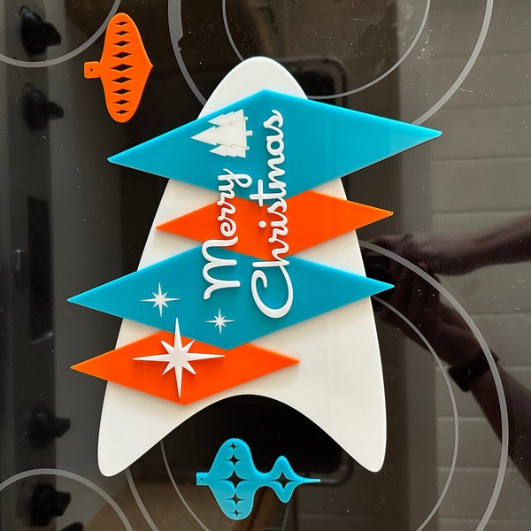 Vintage Christmas Sign Atomic Boomerang | Mid Century Modern Holiday ...