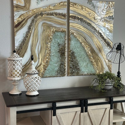 20x48 Blush Pink Geode Epoxy Artwork / Wall Art / Blush Pink / - Etsy