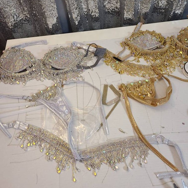 Rhinestone Fringe With Teardrop, Silver Crystal Rhinestone Dangling ...