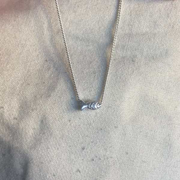 Tiny Fish Sterling Silver Necklace, Silver Choker Necklace, Silver ...
